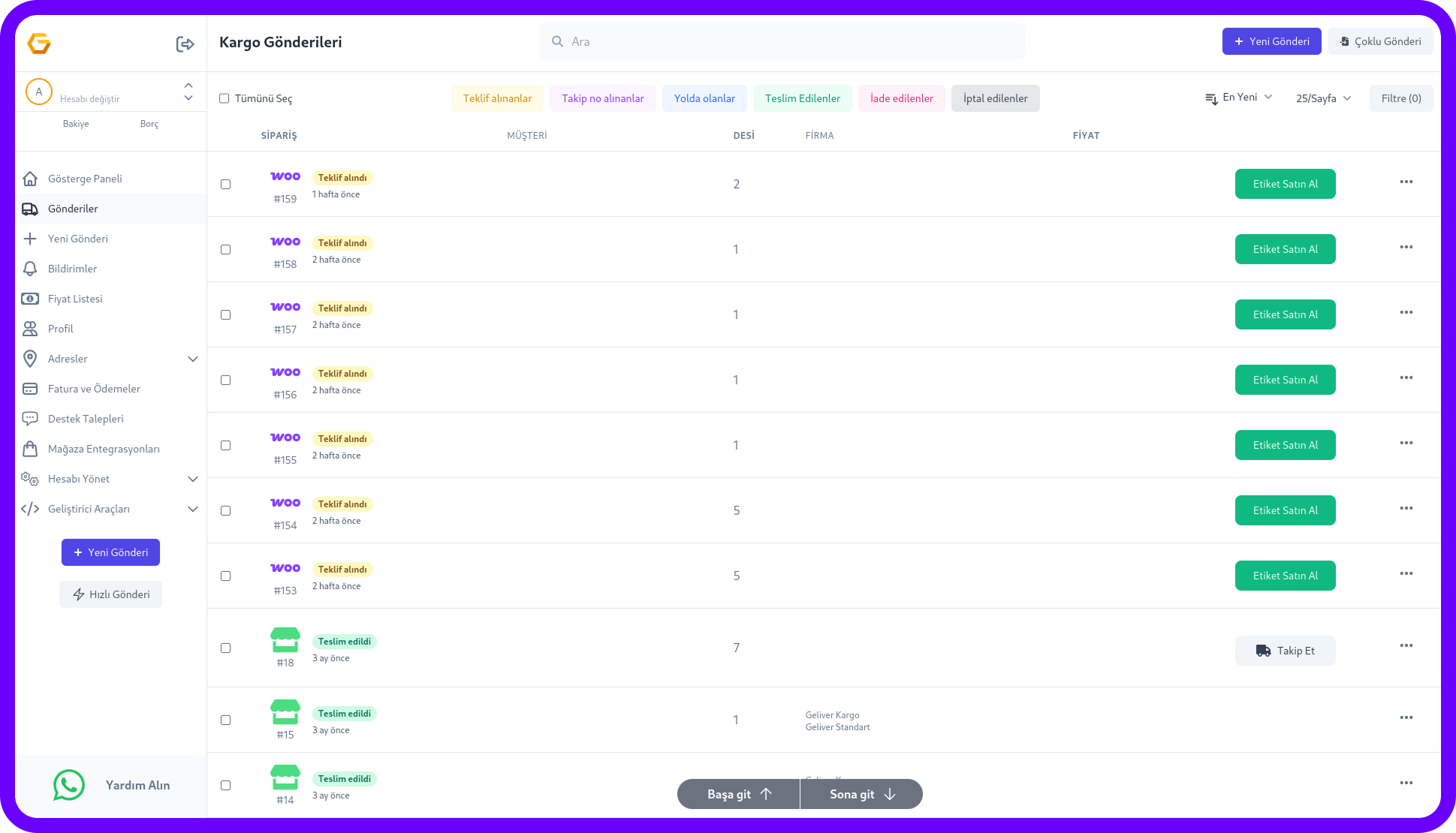 Kargo göndermek & Gönderi oluşturmak | Geliver